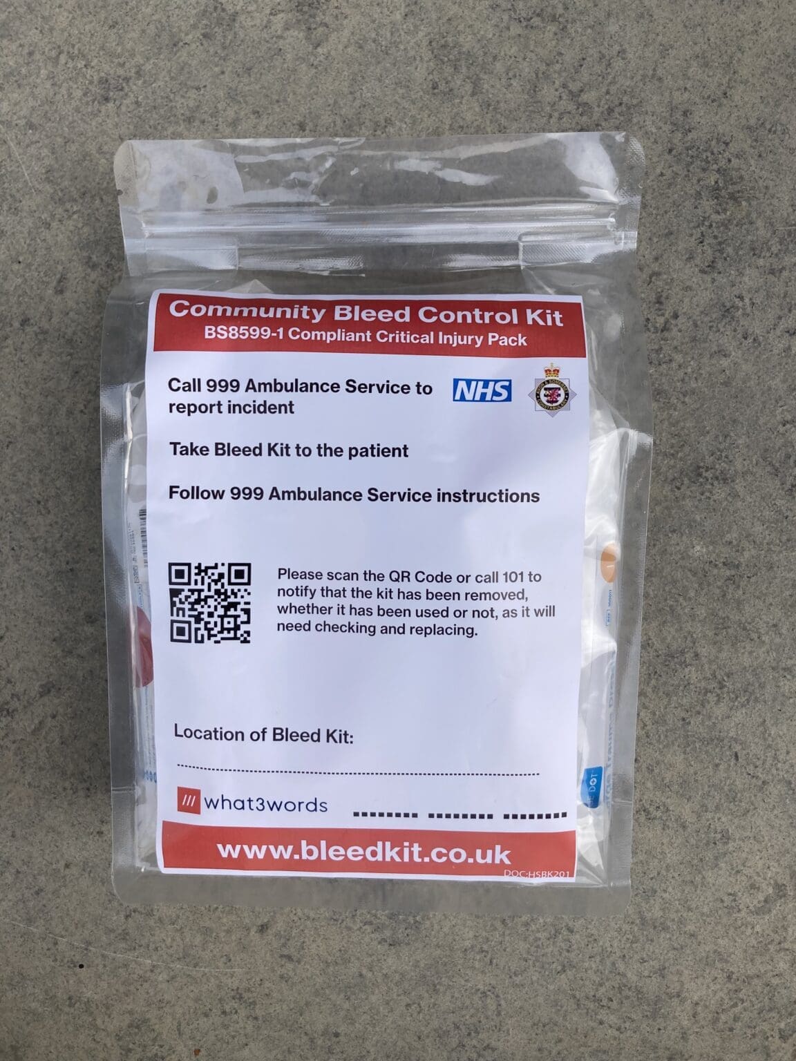 Bleed Kit Dispenser 'Standalone' Model 2 | HeartSafe® AED Locator